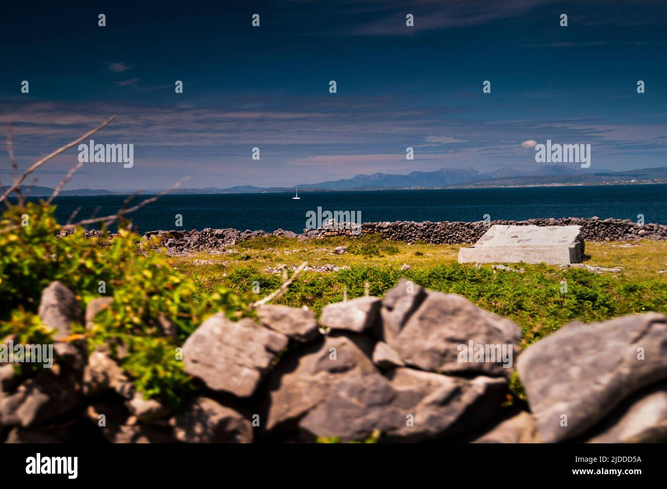 Stone trough among dry stacked stone walls on the Aran Island of ...