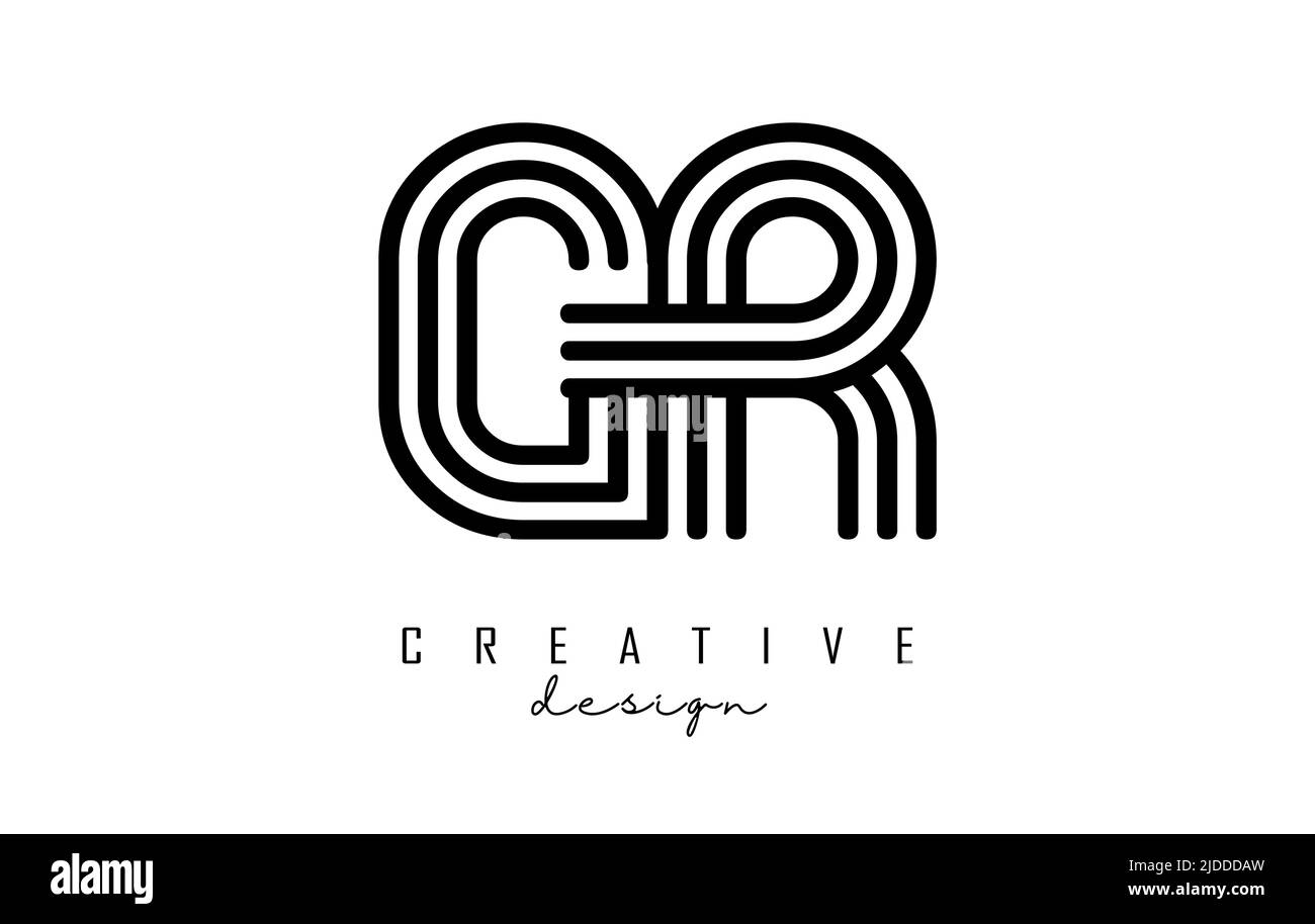 Black lines GR g r letters with monogram Logo Design. Creative vector ...