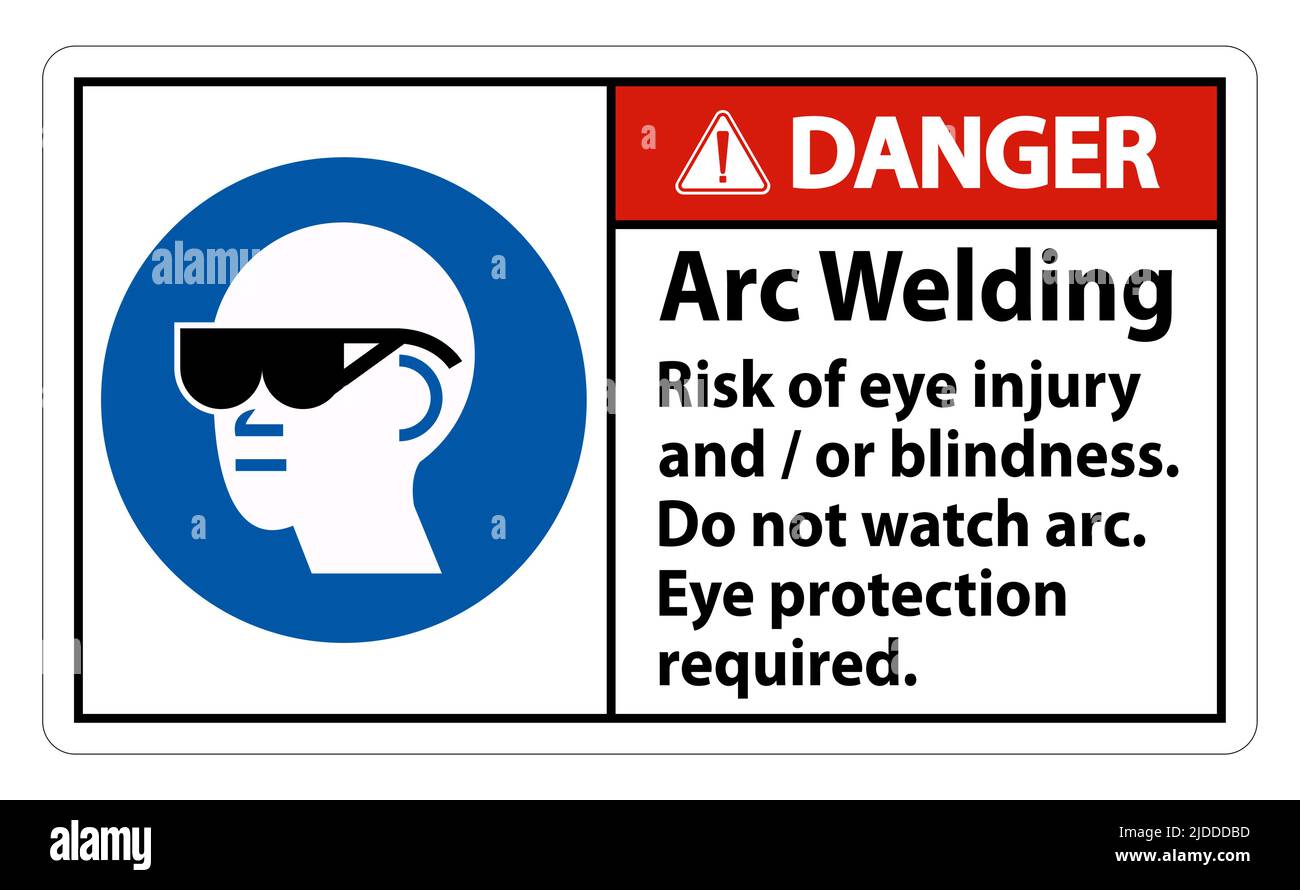 Danger Sign Arc Welding Risk Of Eye Injury And/Or Blindness, Do Not ...