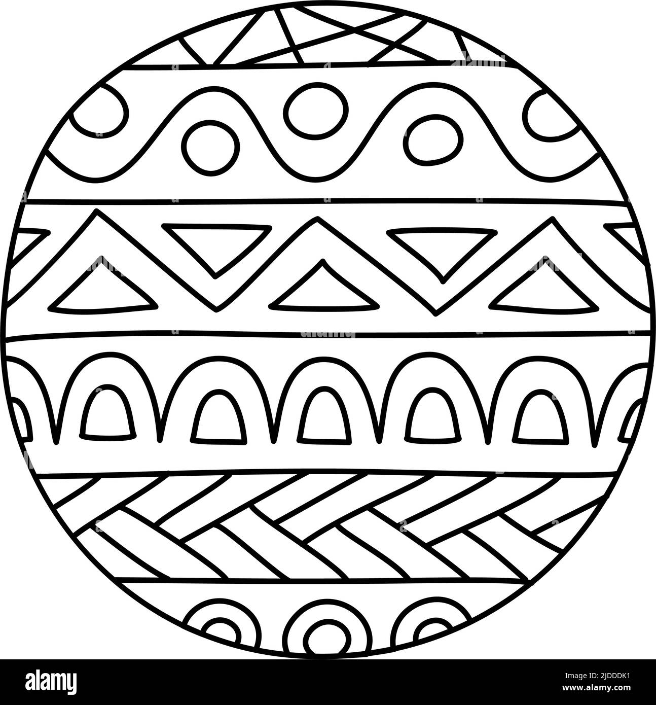 Round coloring page filled with hand drawn doodle motifs in a circle ...
