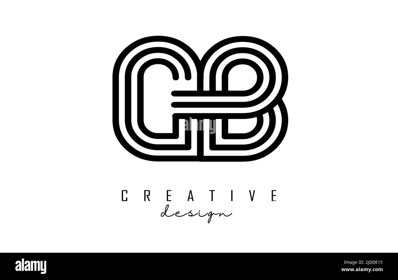 Black lines GB g b letters with monogram Logo Design. Creative vector ...