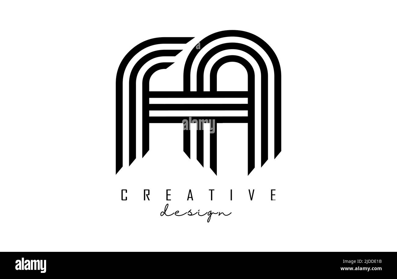 Black lines FA f a letters with monogram Logo Design. Creative vector ...