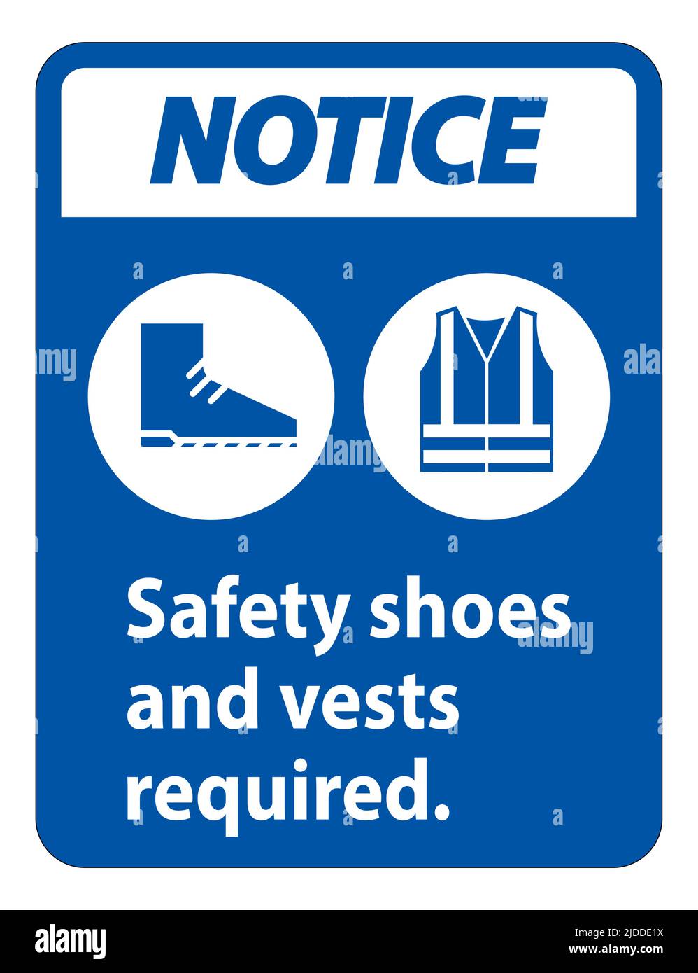 Notice Sign Safety Shoes And Vest Required With PPE Symbols on white ...