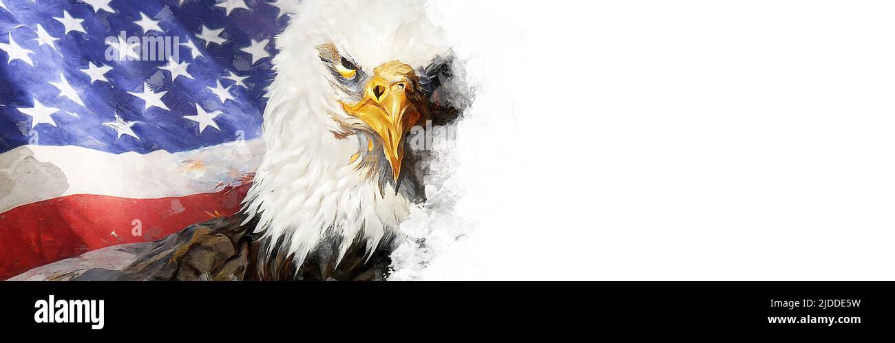USA independance day 4 july 2022 banner with flag and fierce eagle ...