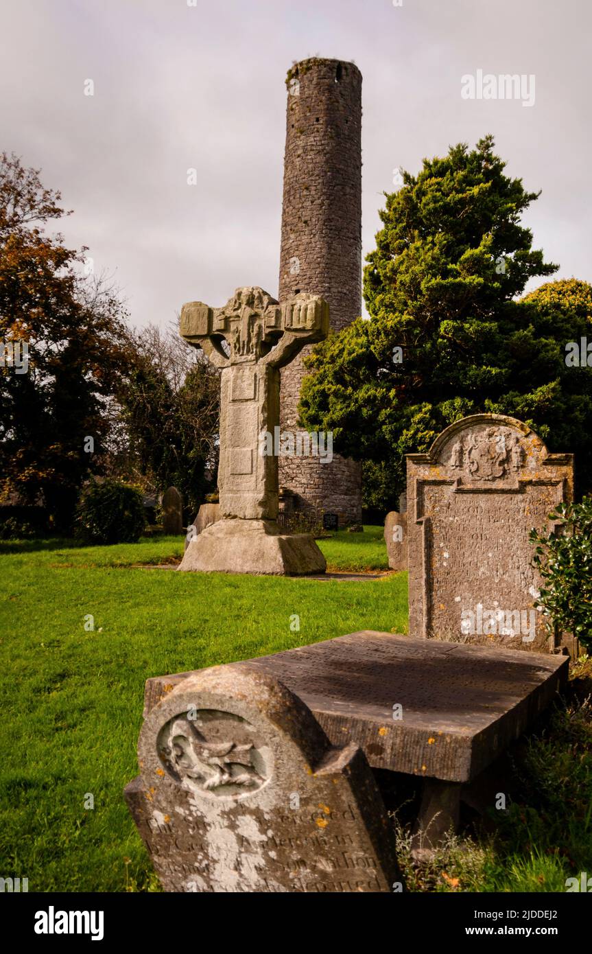 Medieval round tower in historic Kells, Ireland Stock Photo - Alamy