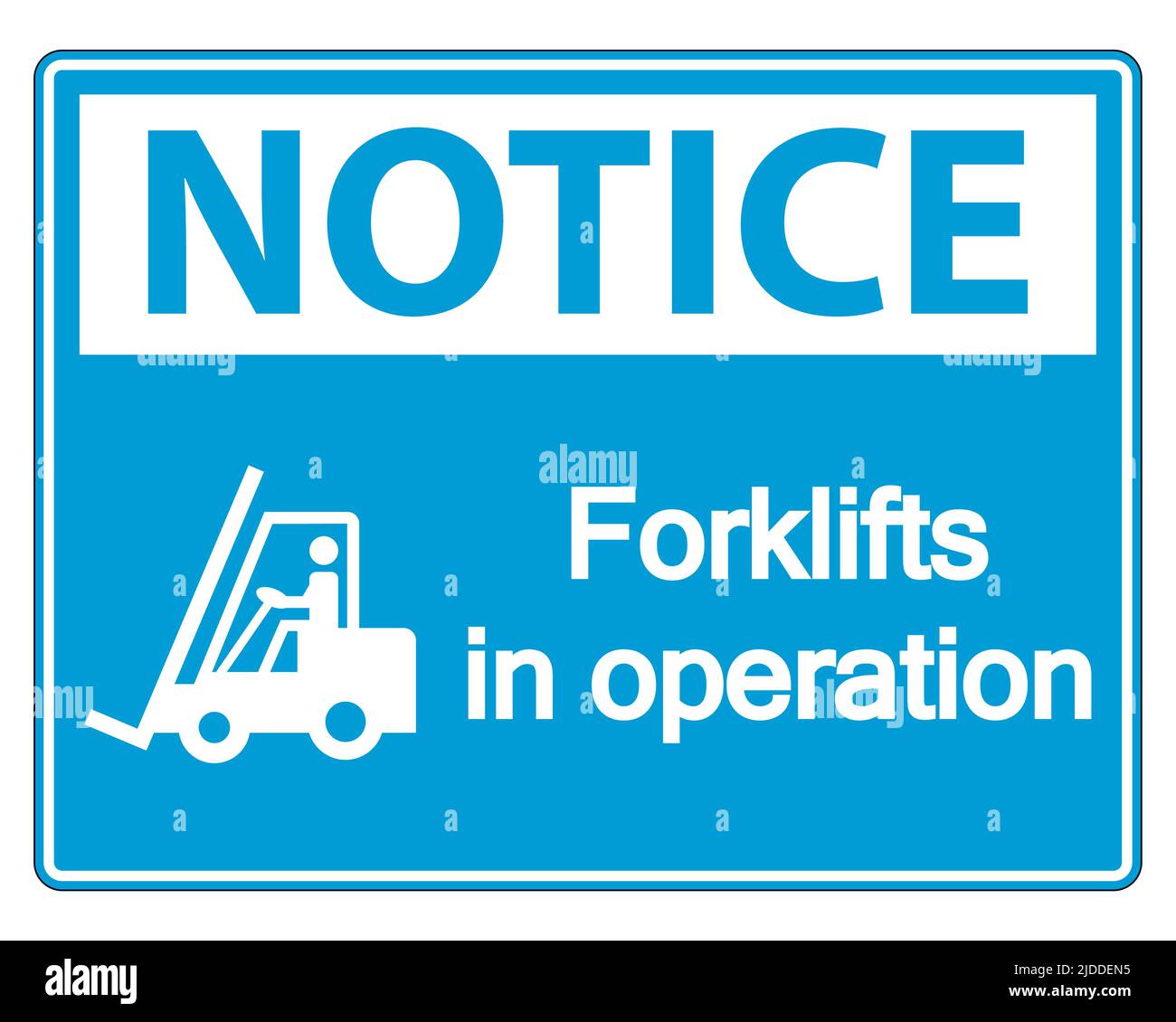 Notice forklifts in operation Sign on white background,vector ...
