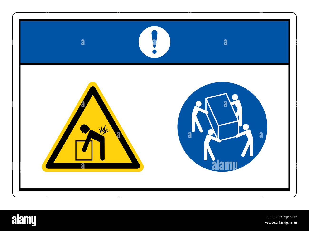 Notice Lift Hazard Use Four Person Lift Symbol Sign On White Background ...