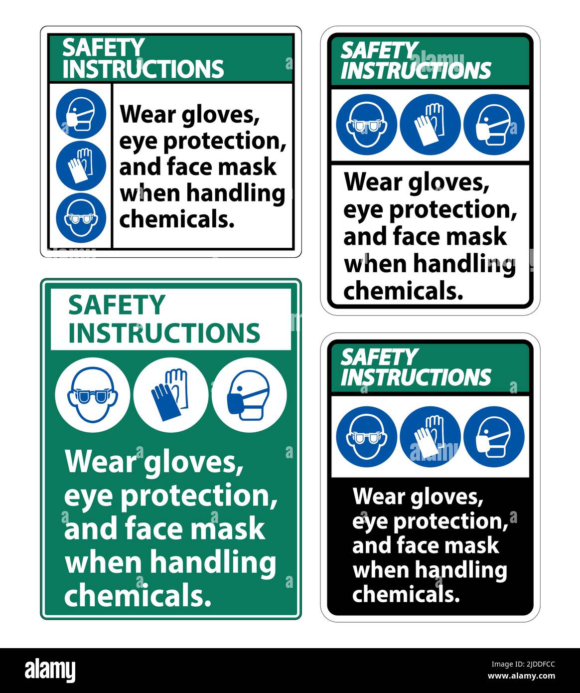 Safety Instructions Wear Gloves, Eye Protection, And Face Mask Sign ...