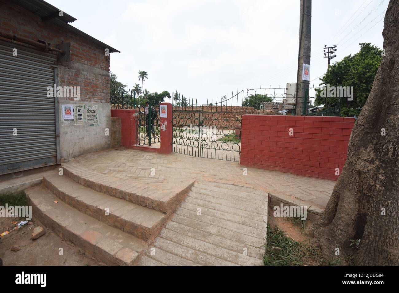 Entry gate of the ancient mound known as Varahamihirer Dhipi is located ...