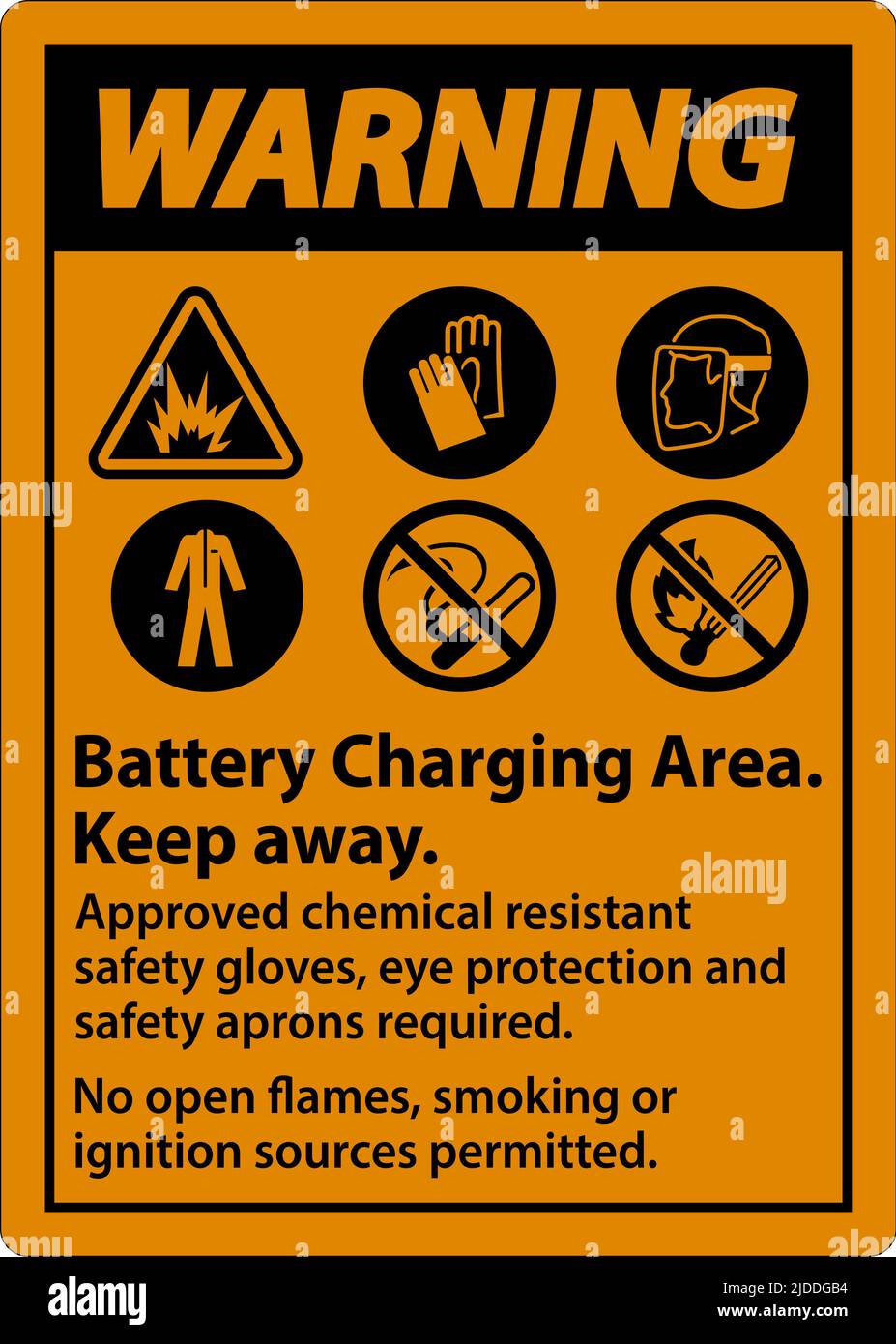 Warning Battery Charging Area Keep Away Sign On White Background Stock ...