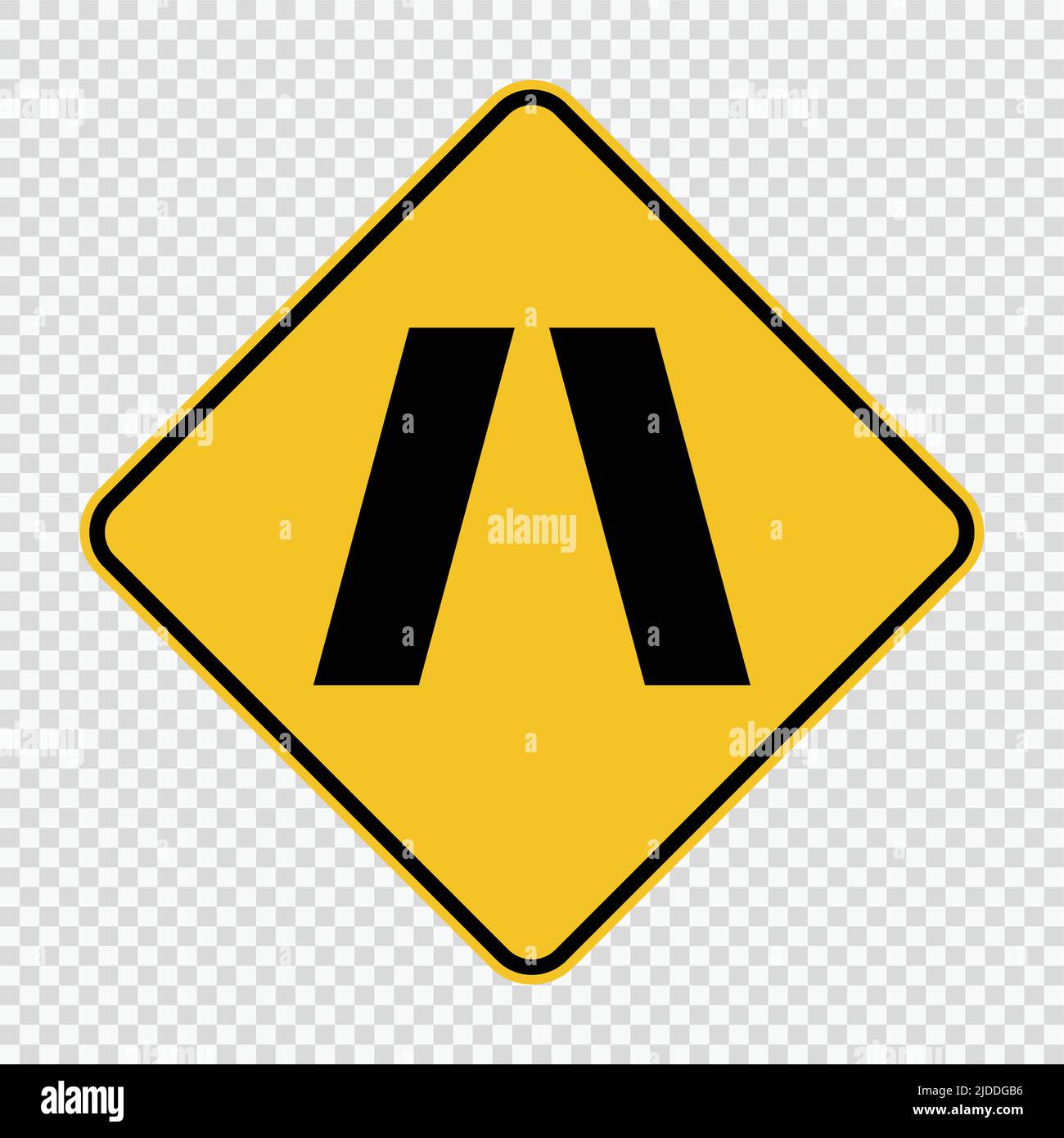 Approaching narrow bridge sign on transparent background,vector ...