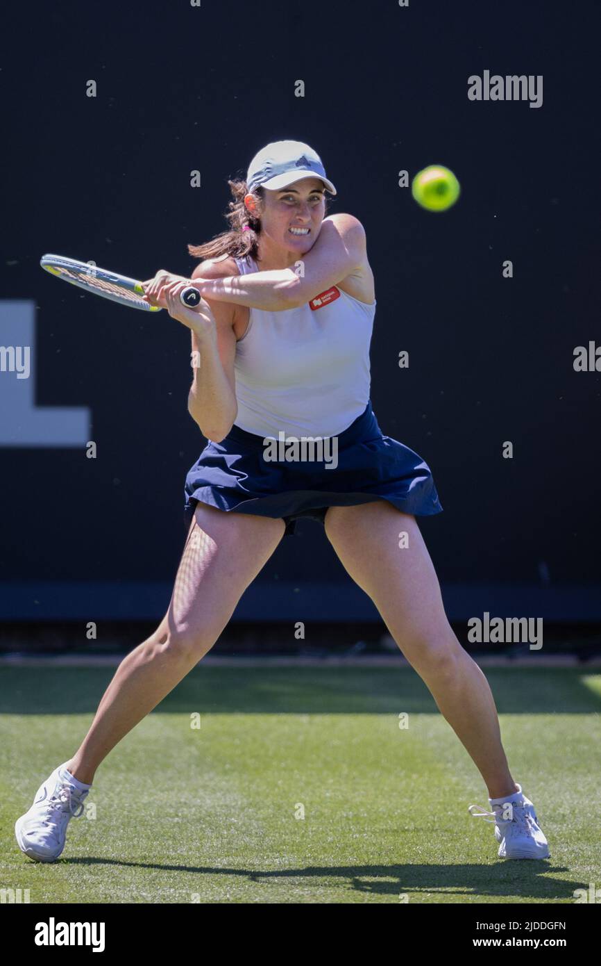 Rebecca Marino of Canada playing playing two handed forehand in her ...