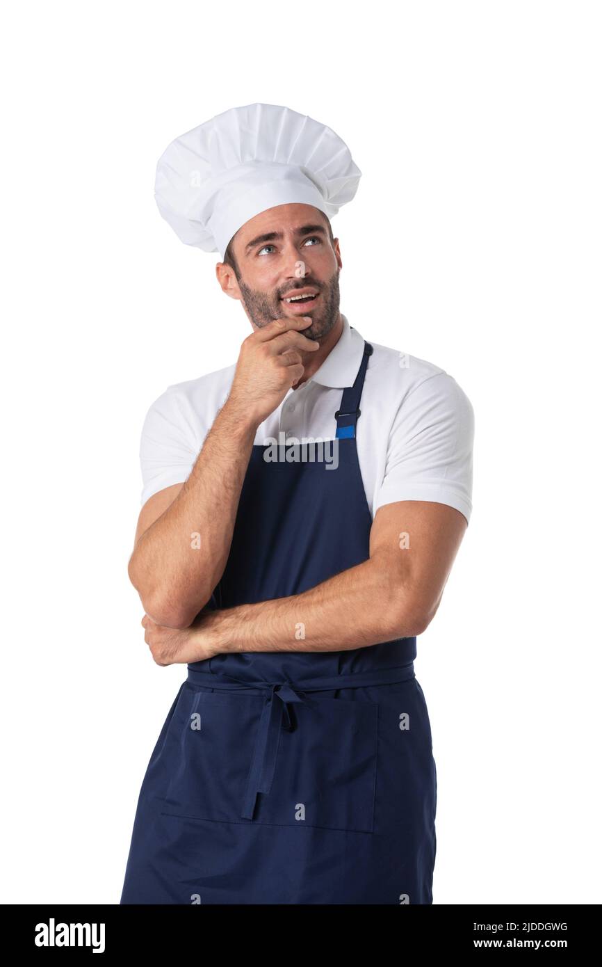 Chef cook thinking isolated over white background Stock Photo - Alamy