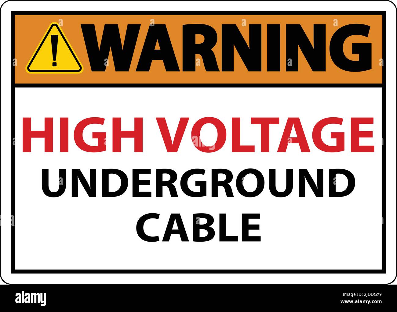 Warning High Voltage Cable Underground Sign On White Background Stock ...