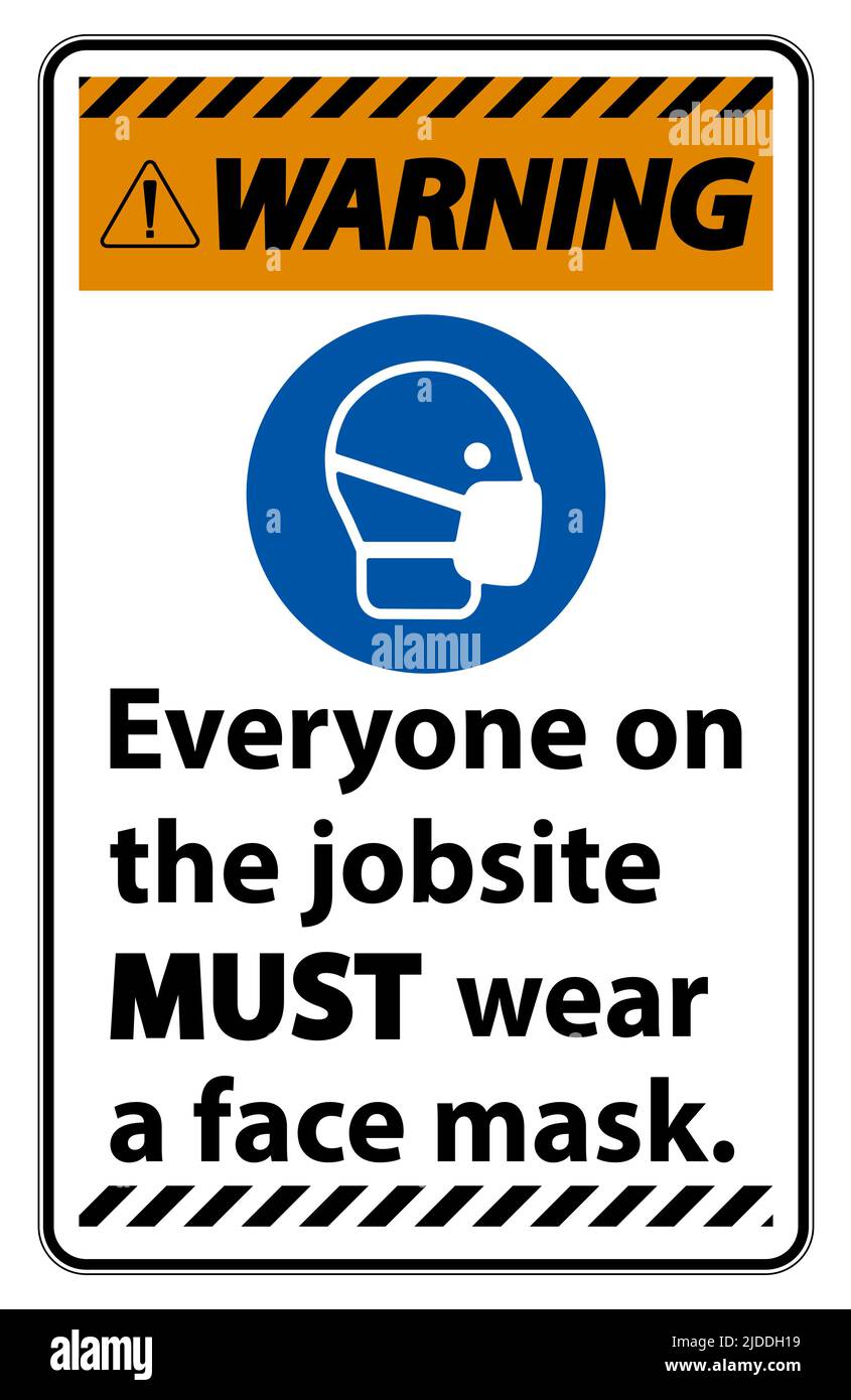 Warning Wear A Face Mask Sign Isolate On White Background Stock Vector ...