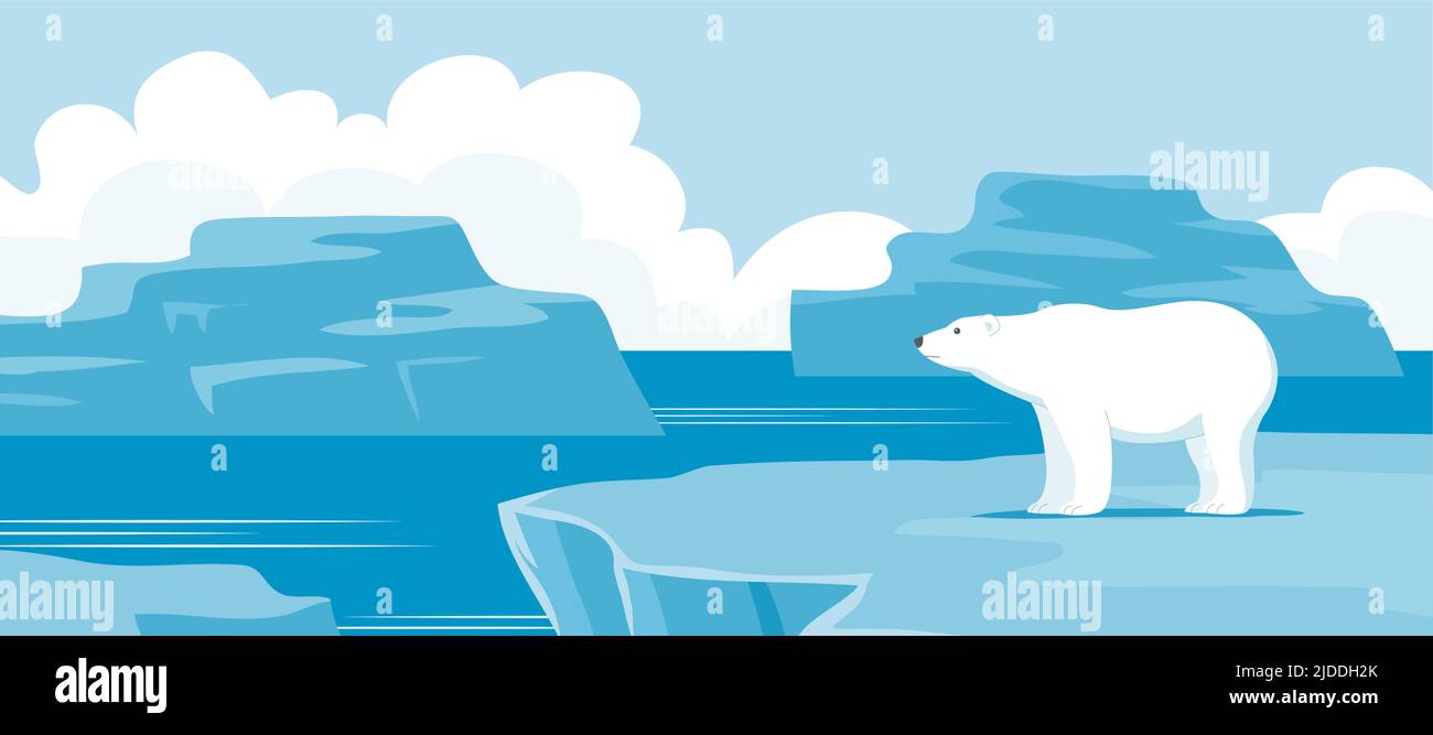 Big polar white bear. Wild mammal of the Arctic. Strong animal predator ...