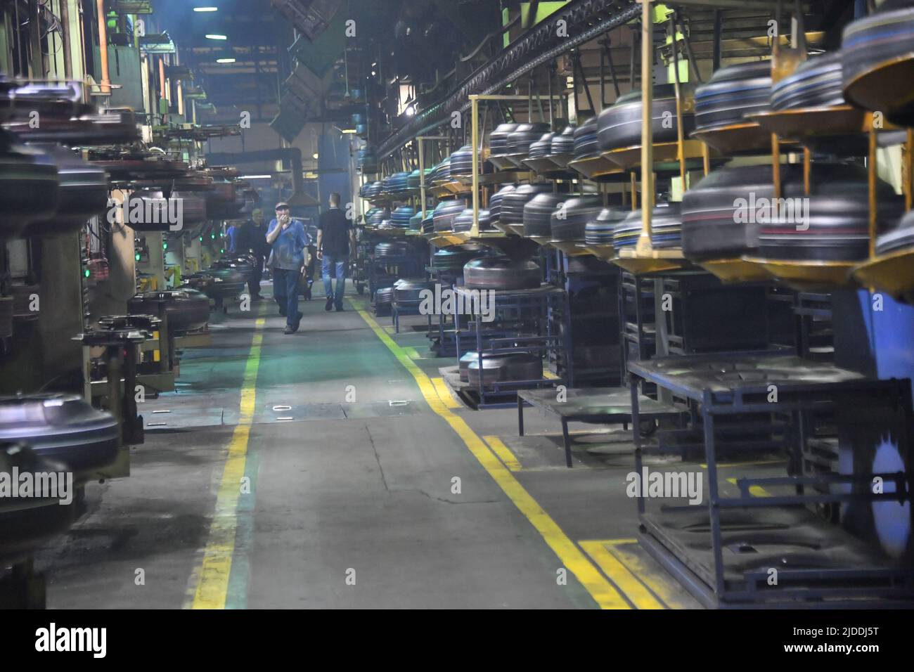 Yaroslavl. In the shop of curing of tires at the JSC Yaroslavl Tire ...