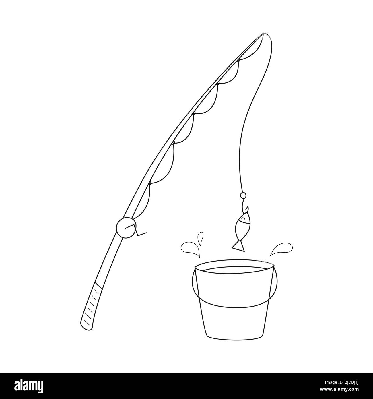 Bucket with fish linear Stock Vector Images - Alamy