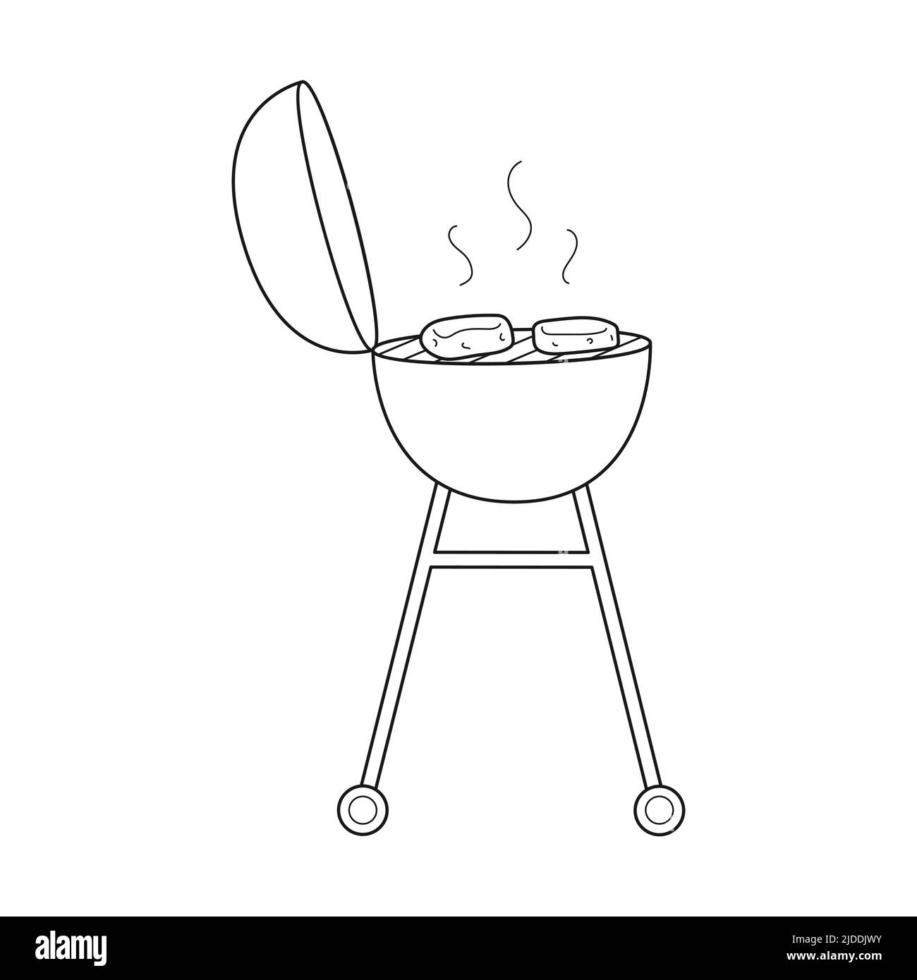 Doodle Barbecue, grill with roasting meat, steak. Barbecue equipment ...