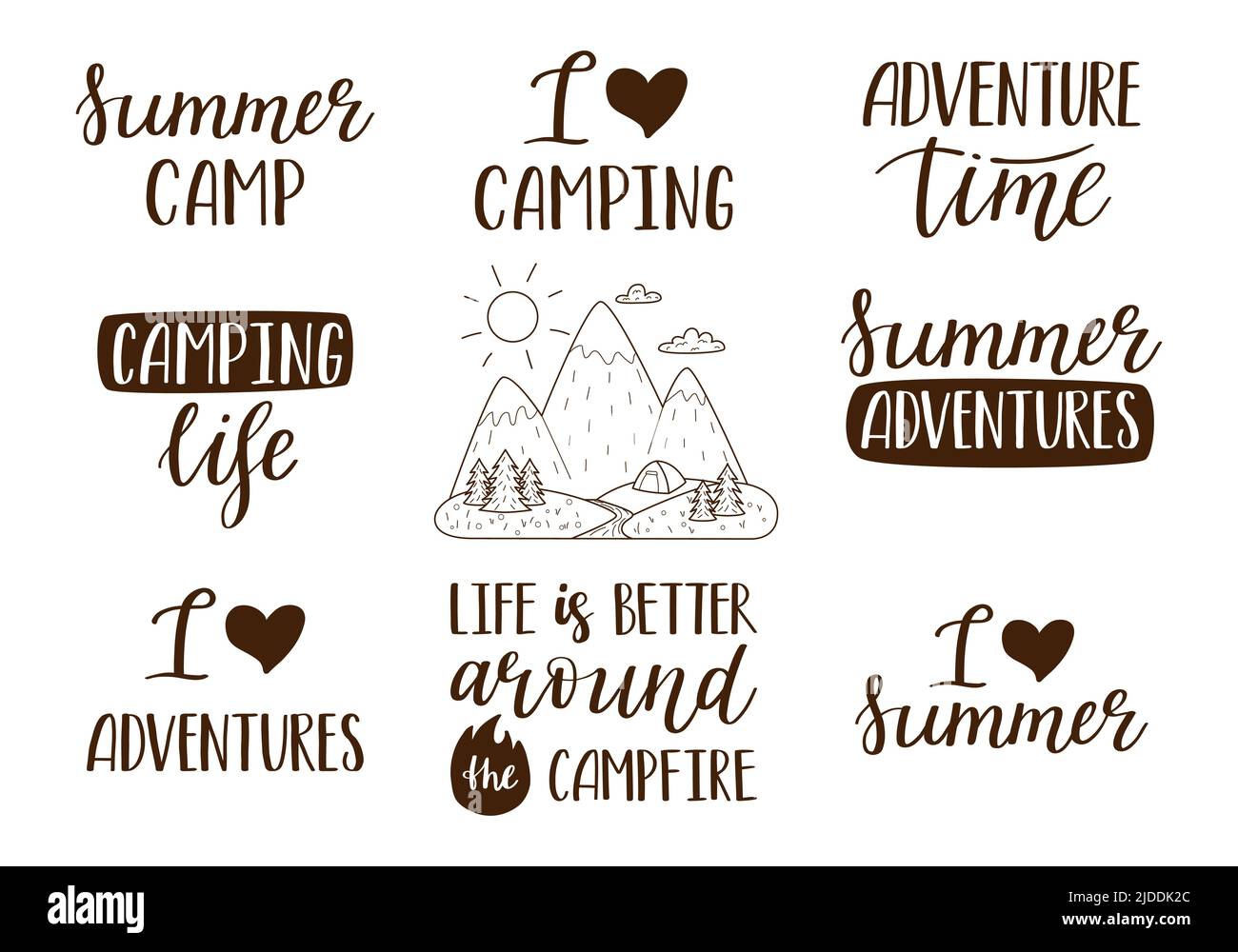 Camping text vector vectors hi-res stock photography and images - Alamy