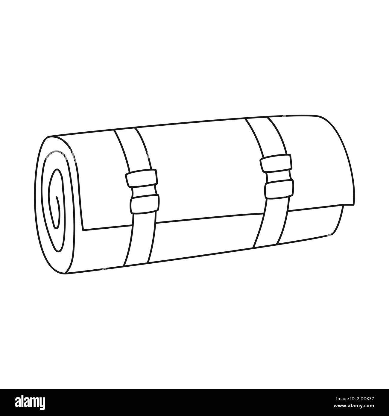 Doodle A tourist mat tied with straps. Equipment for fishing, tourism ...