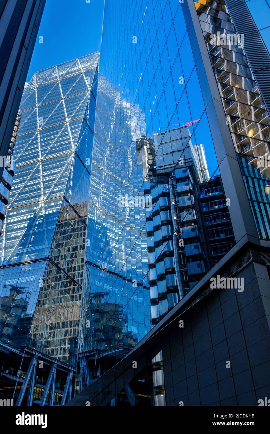 Towers in the City of London captured on Lime Street, the Leadenhall ...