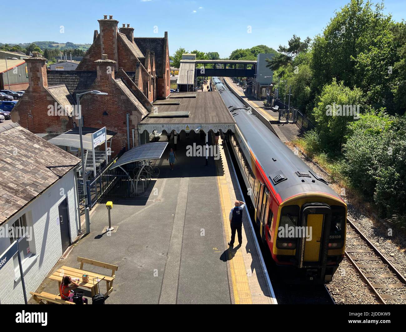 Axminster, Devon, UK. 20th June 2022. RMT Rail Strike: General view of ...
