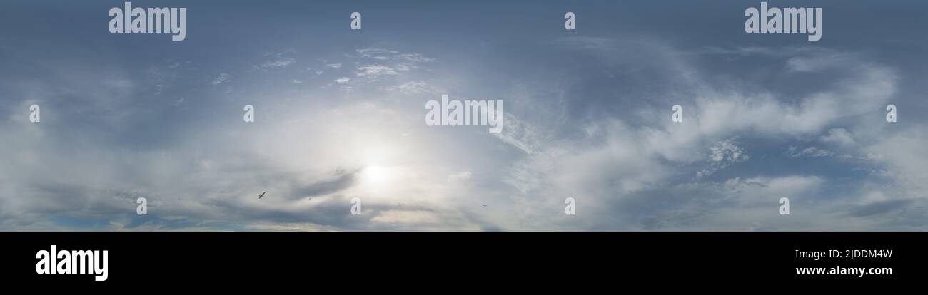 Bright sunset sky panorama with Cirrus clouds. Hdr seamless spherical ...
