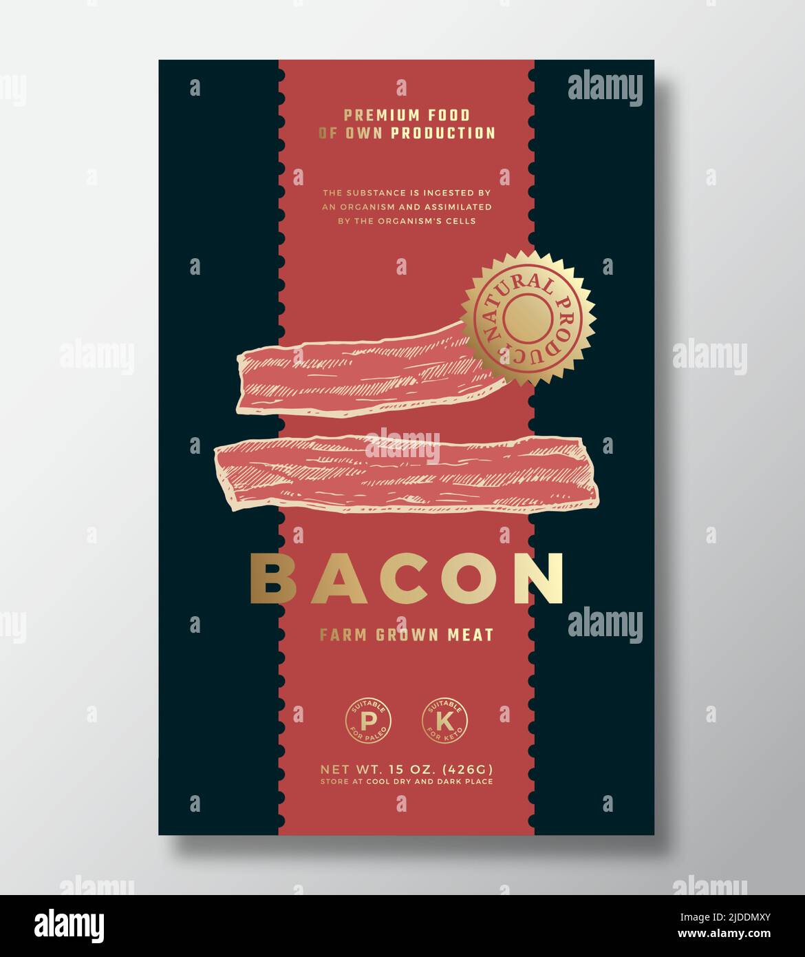 Farm Grown Bacon Abstract Vector Packaging Label Design Template ...