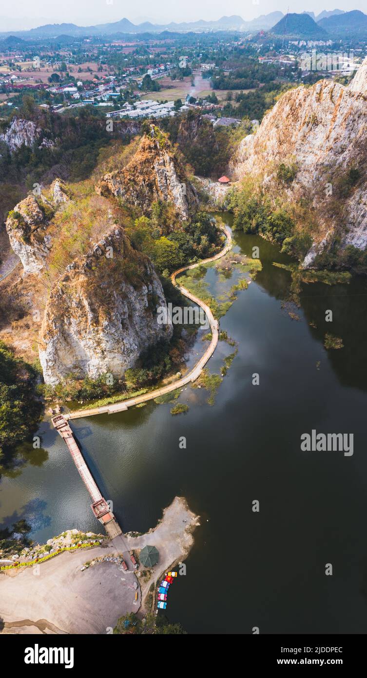 Aerial view of Khao Ngu Stone Park in Ratchaburi, Thailand Stock Photo ...