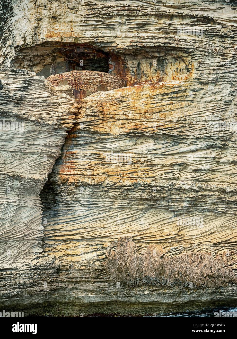 The remnants of one of the World War II era gun emplacements carved ...