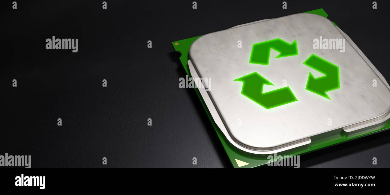 Recycle Technology glowing CPU Processor background 3d Illustration ...