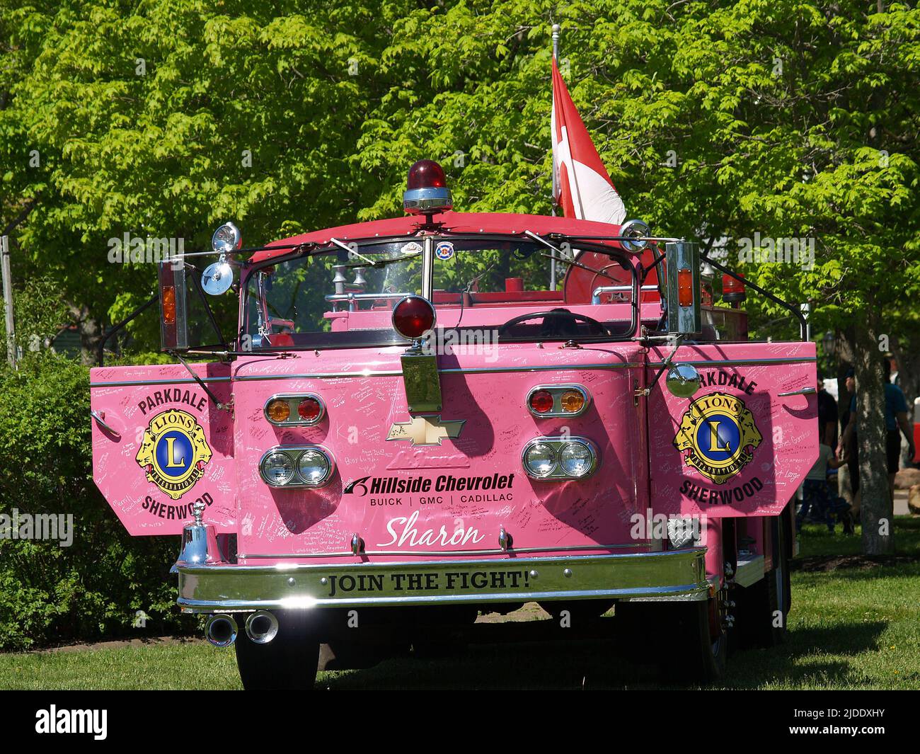 Pink fire truck for cancer, Charlottetown Stock Photo - Alamy