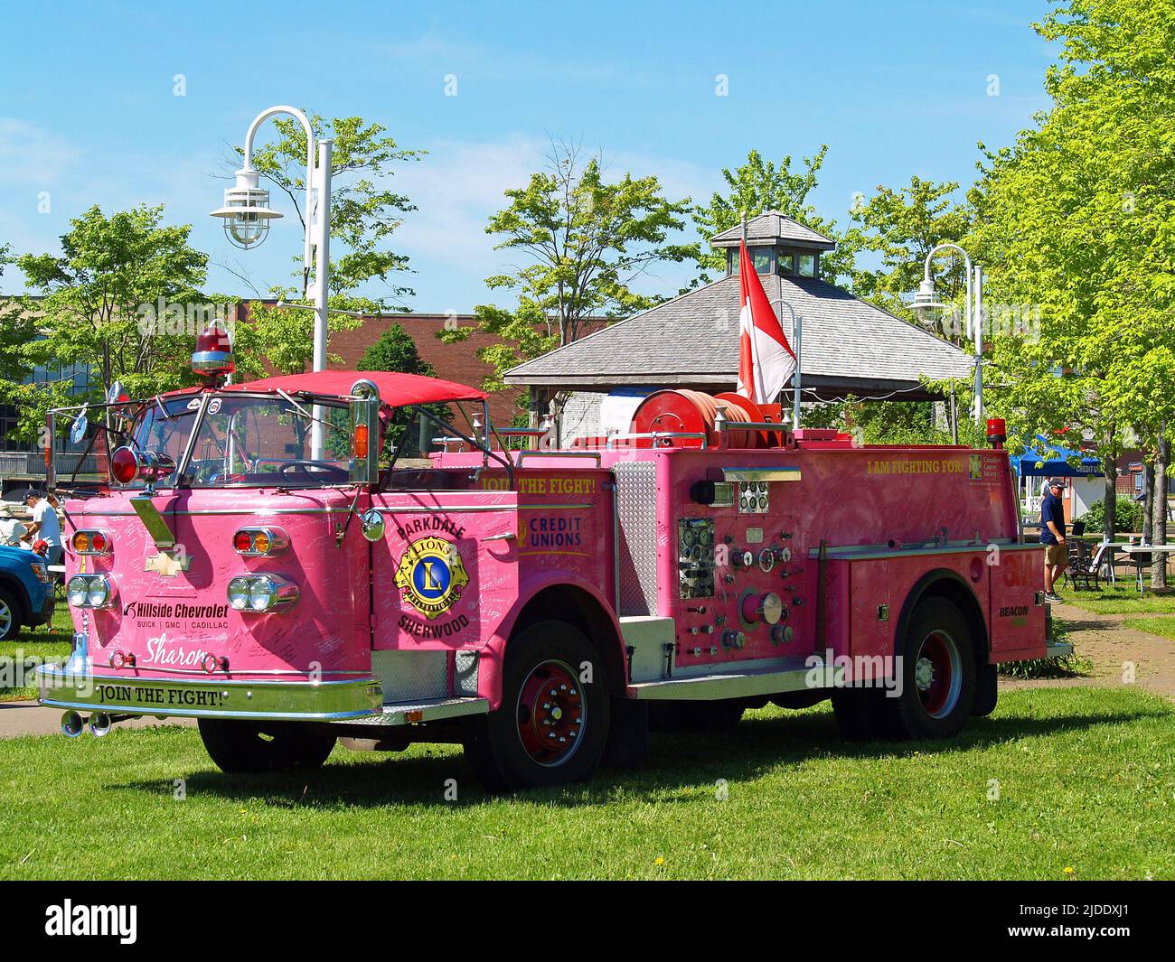 Pink fire truck for cancer, Charlottetown Stock Photo - Alamy