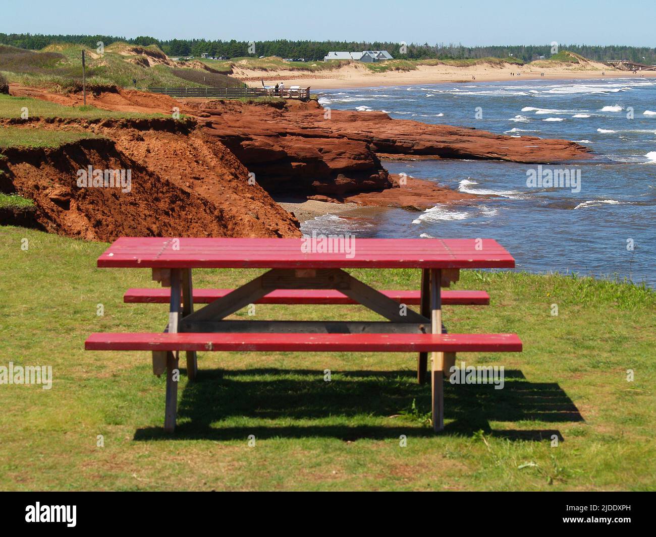 Red sandstone cliffs, north shore of Prince Edward Island Nat.Park ...
