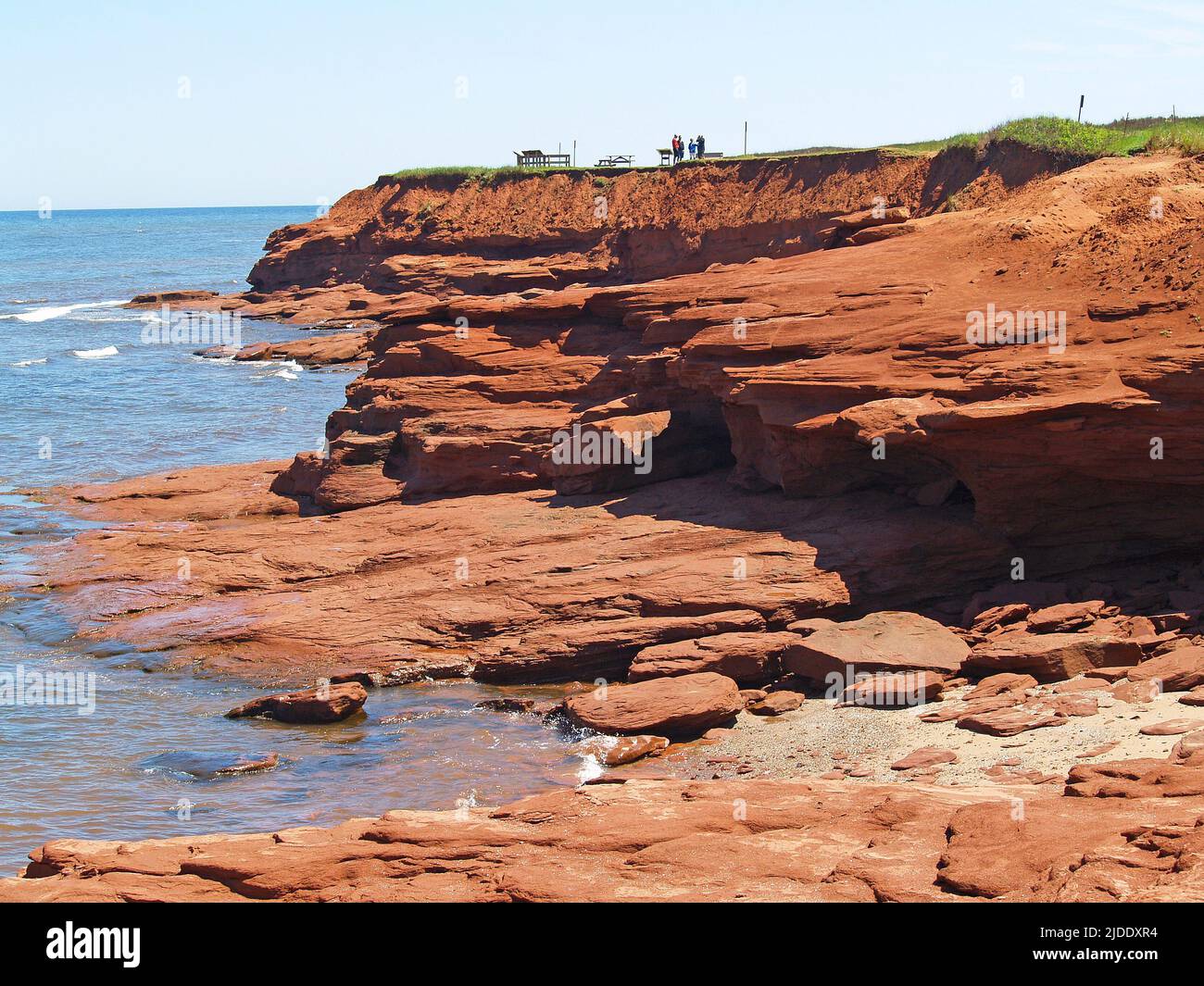 Red sandstone cliffs of Prince Edward Island National Park Stock Photo ...