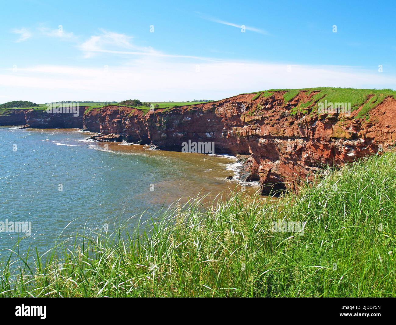 Red sandstone cliffs of Cape Tyron, PEI Stock Photo - Alamy