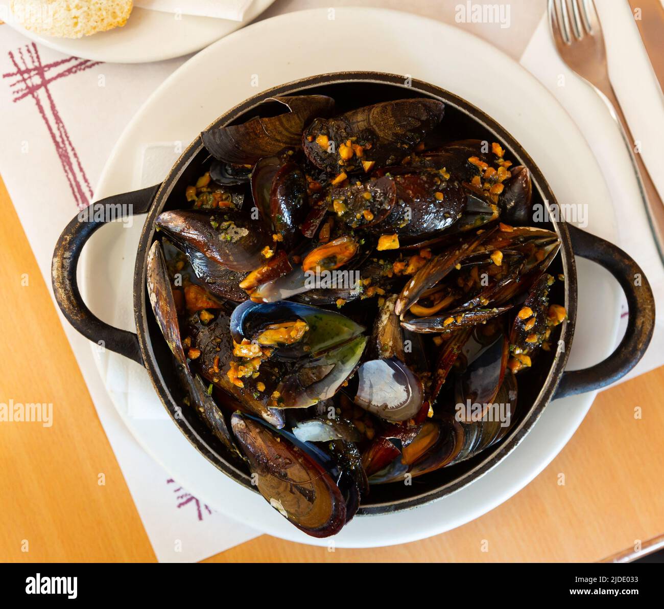 Grilled mussel dish with minced meat Stock Photo - Alamy