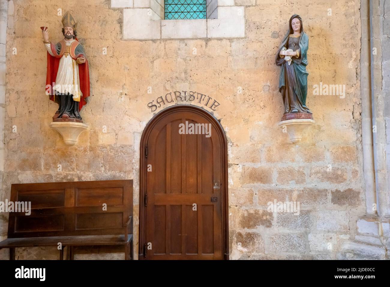 Door that gives access to the Sacristy. Inside Bourges St Etienne's ...