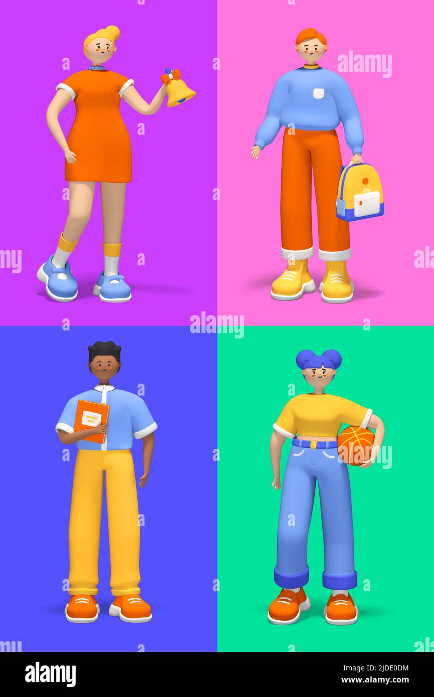 University study and education - realistic colorful 3d illustration ...