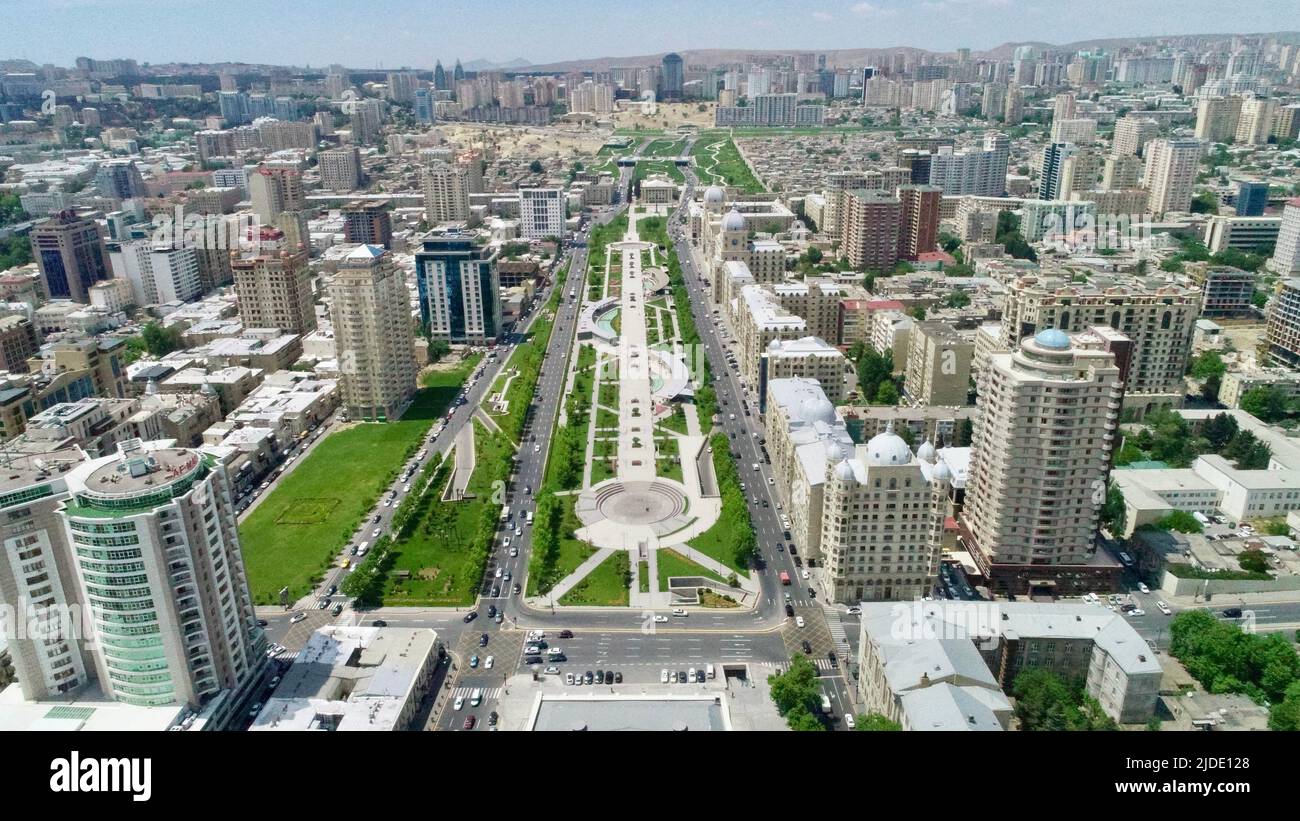 Winter park, City of Baku, skyline drone aerial top view, Azerbaijan ...
