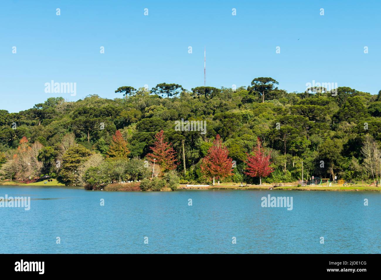 A view of Sao Bernardo Lake on a late Autumn day - popular tourist ...