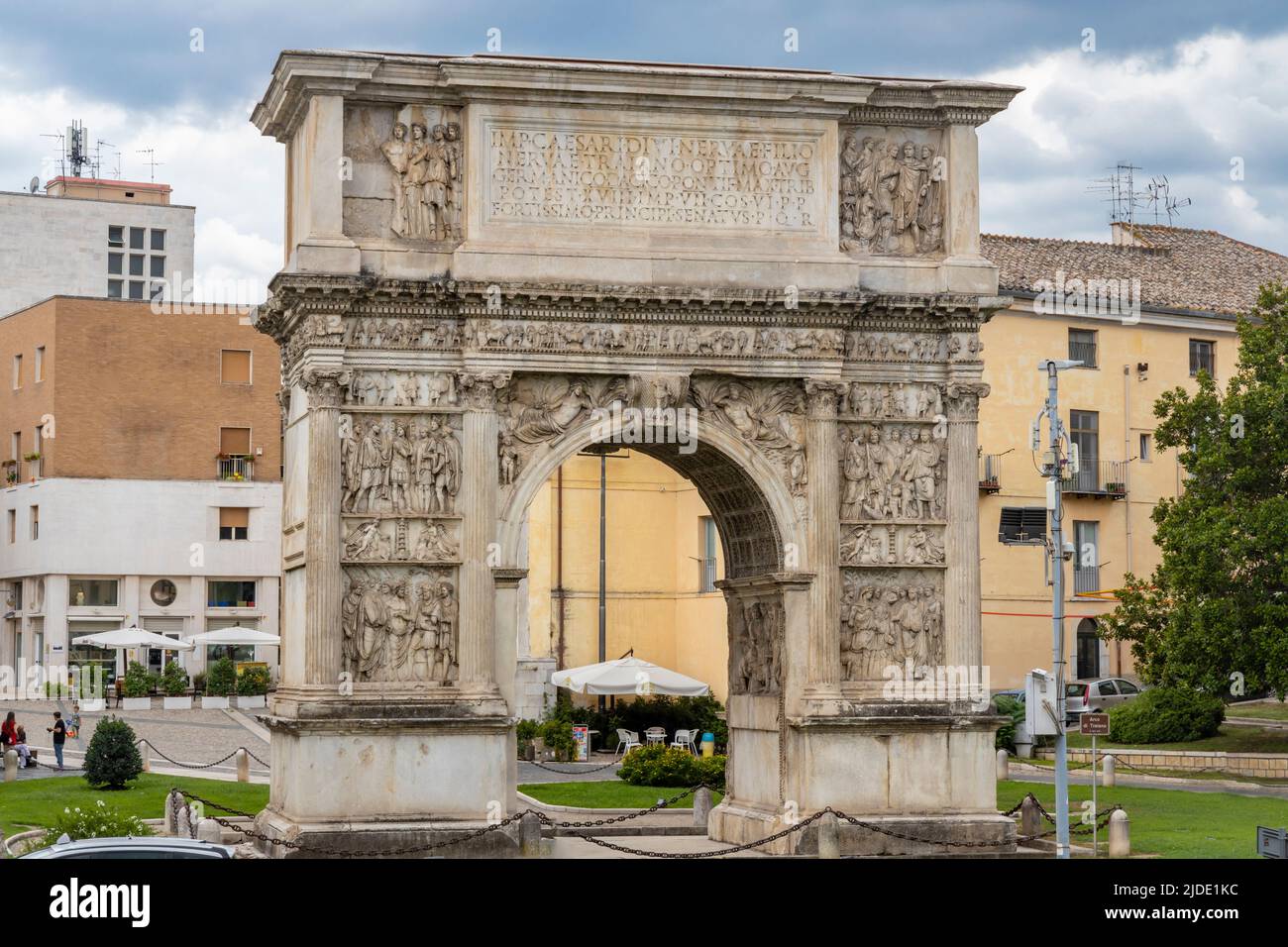 Arch of Trajan, ancient Roman triumphal arch, Benevento, Campania ...
