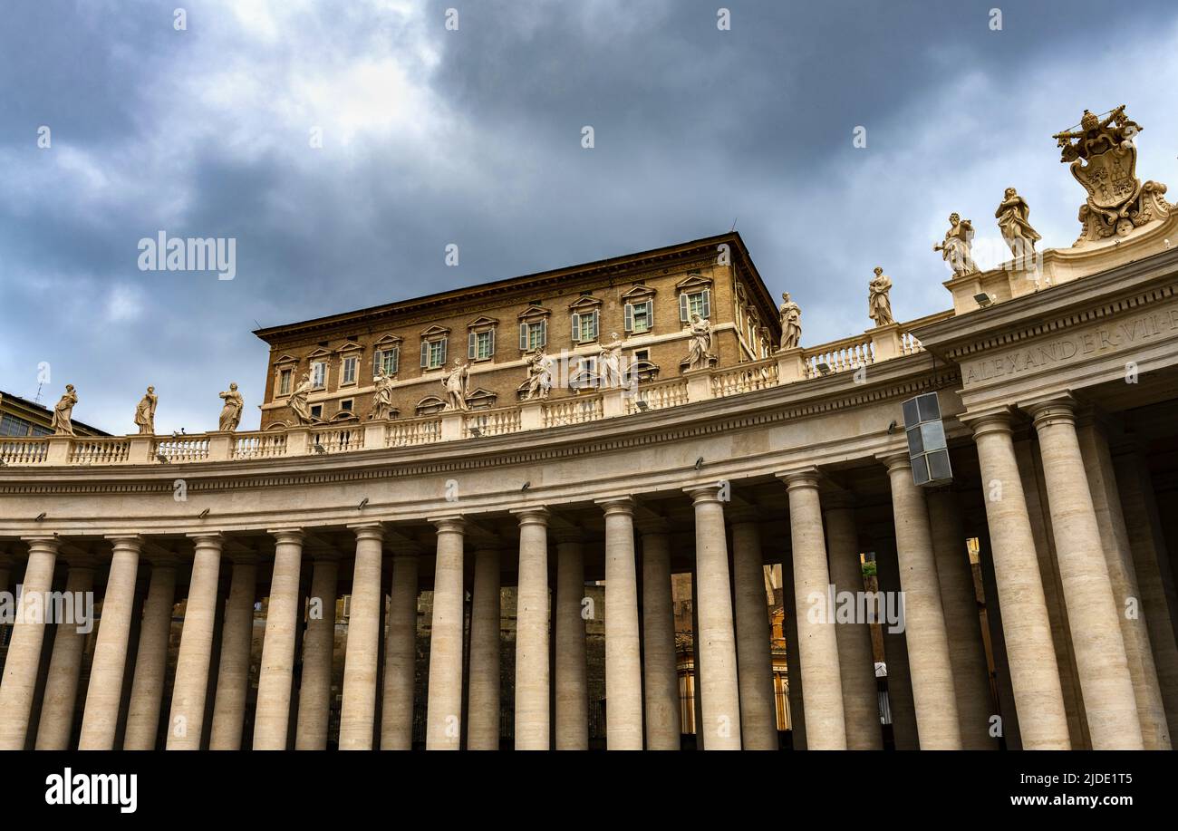 Colonnade on the St. Peter's Square in Vatican Stock Photo - Alamy