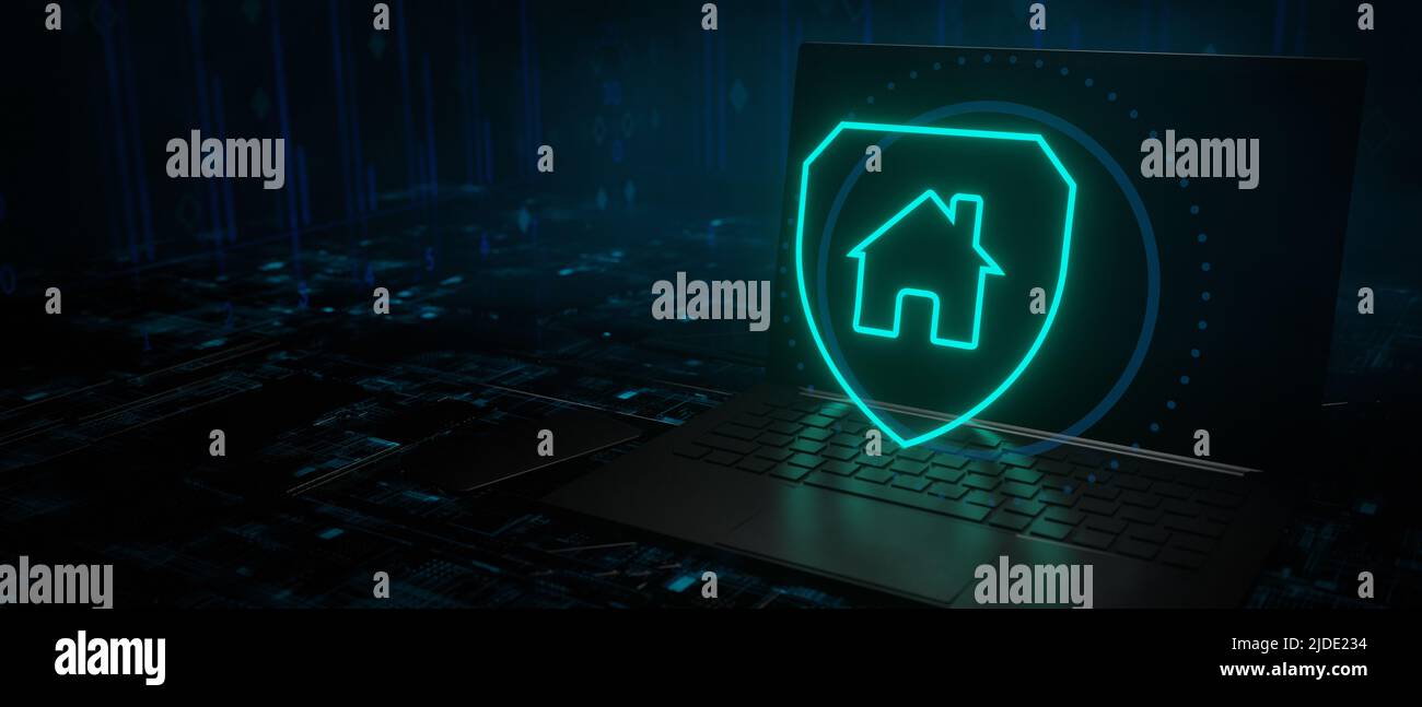 Home protection technology shield banner background 3D Illustration ...