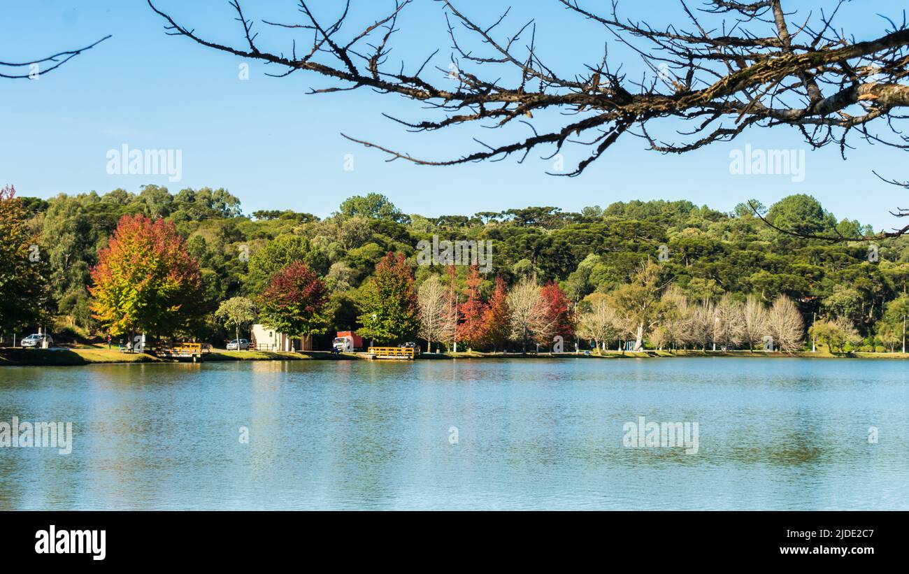 A view of Sao Bernardo Lake on a late Autumn day - popular tourist ...