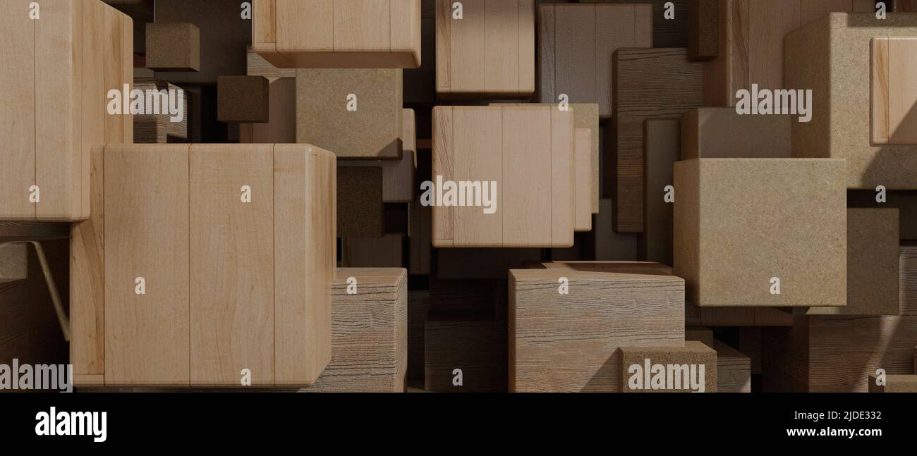 Texture of wooden blocks collage background. 3D Illustration Stock ...