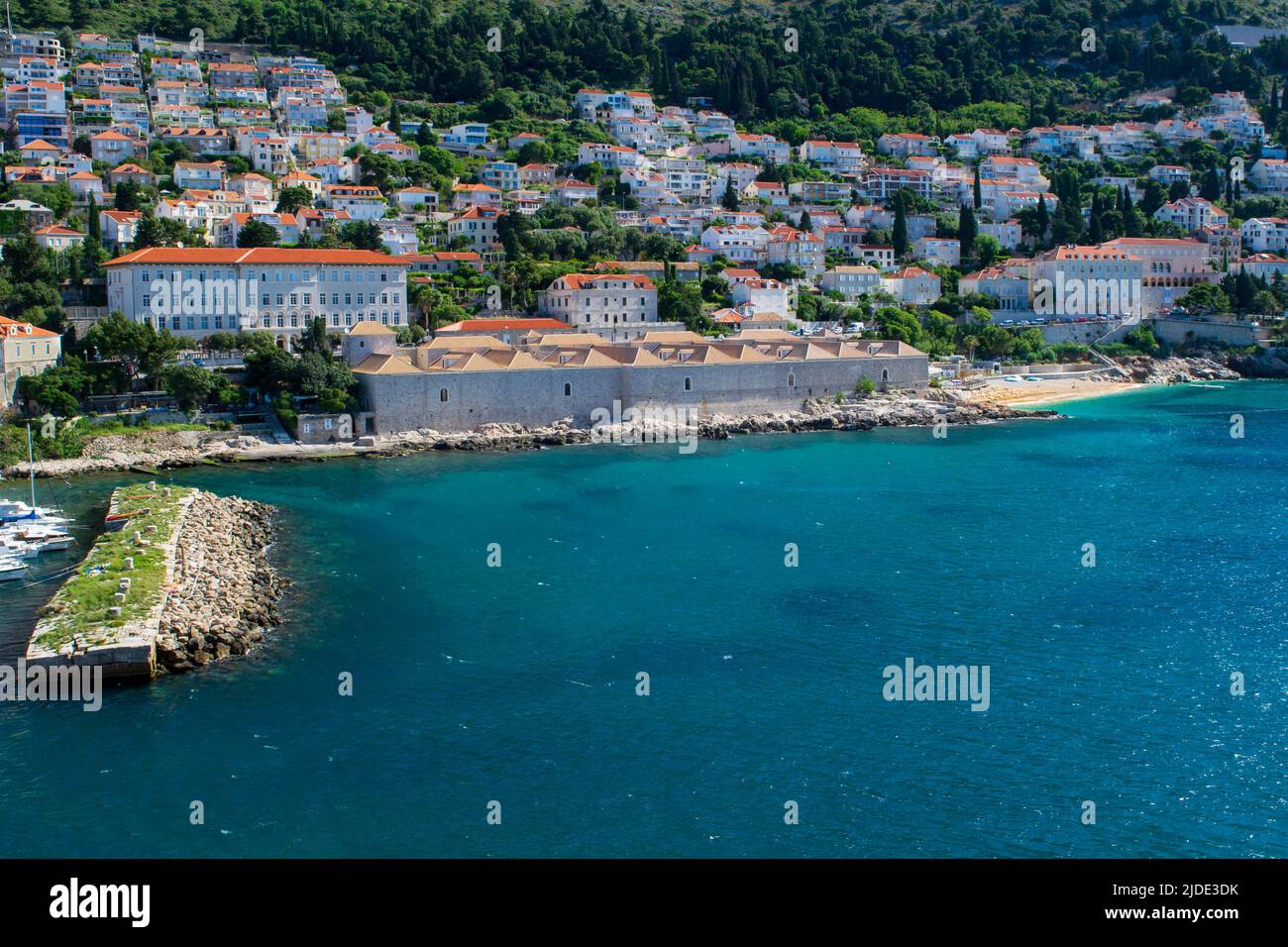 Newer housing developed on the hillside near old town along the ...