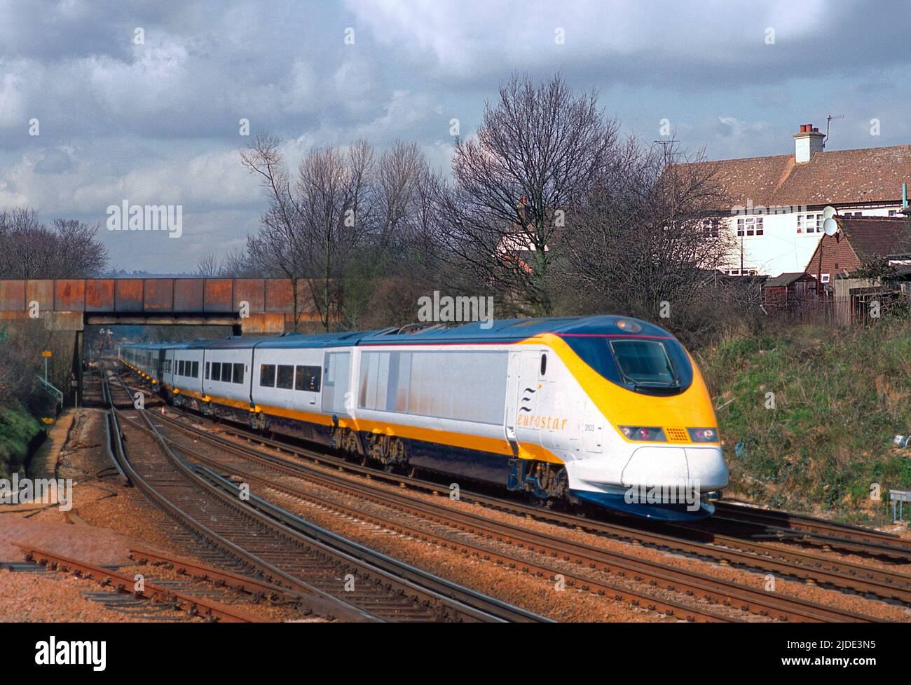 A Class 373 Eurostar set numbers 373103 and 373104 at Tonbridge in Kent ...