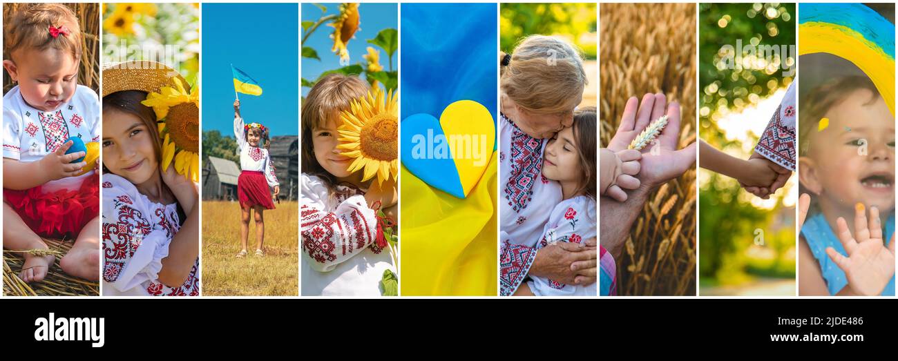 Collage of photos on the theme of Ukraine. Selective focus Stock Photo ...